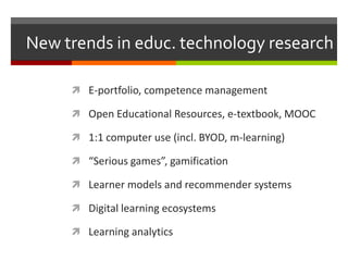 Research trends in educational technology | PPTX