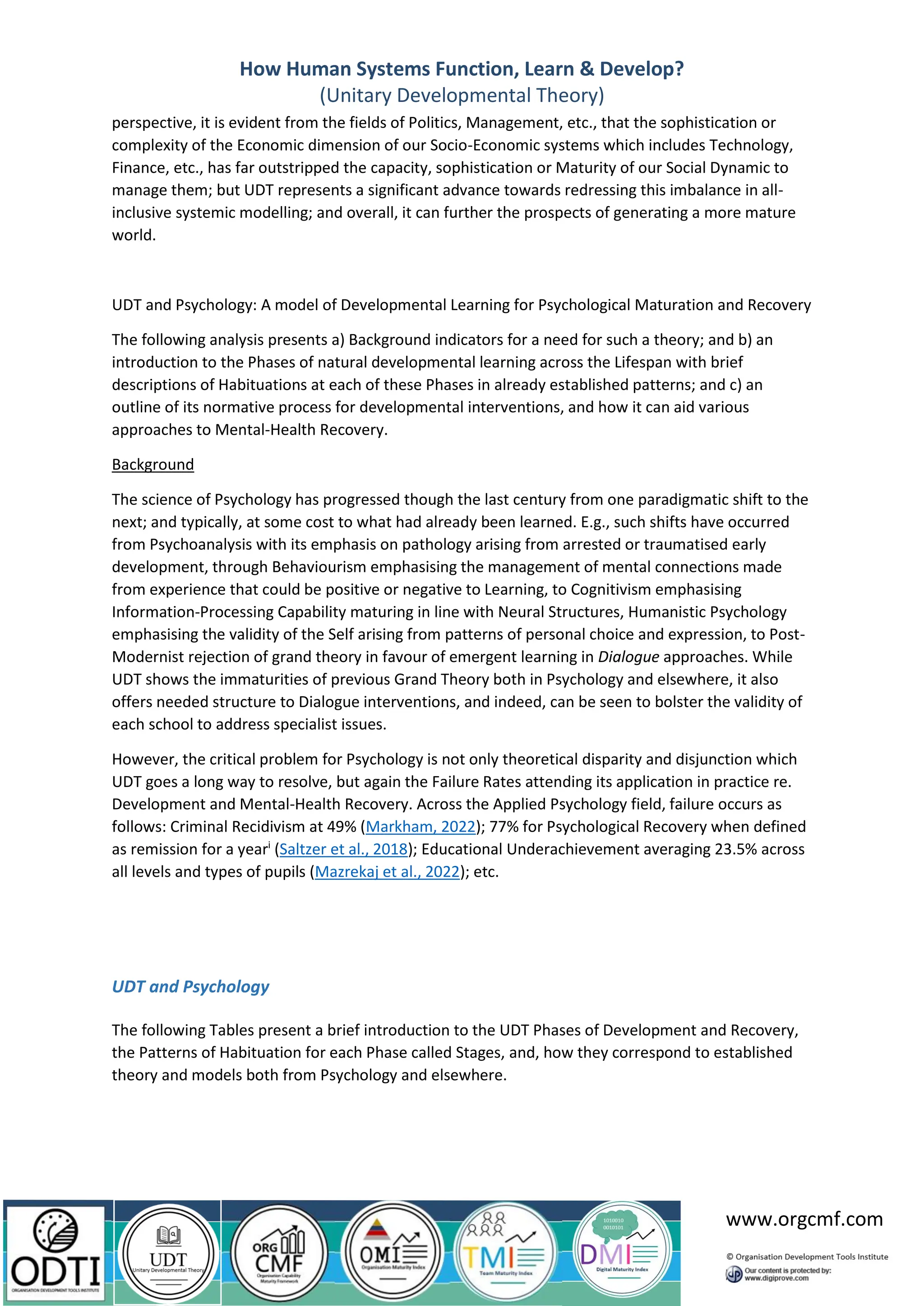 Unitary Developmental Theory Elaborated for all human systems | PDF