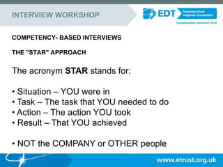 EDT Year In Industry Interviewing Skills Presentation | PPT