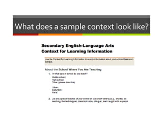 edTPA Online Module 4. Context for Learning | PPT