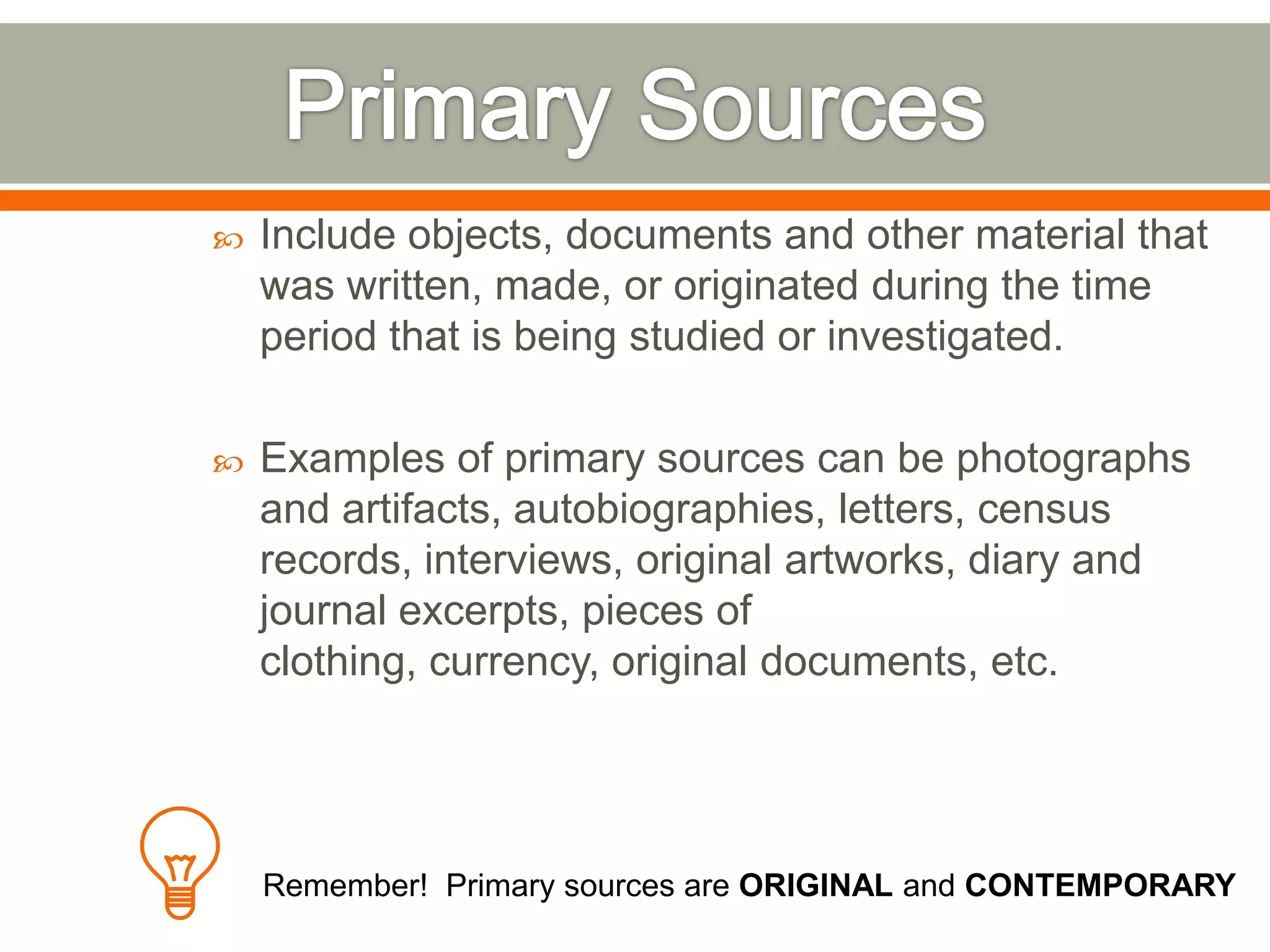 Primary v. Secondary Sources | PPTX