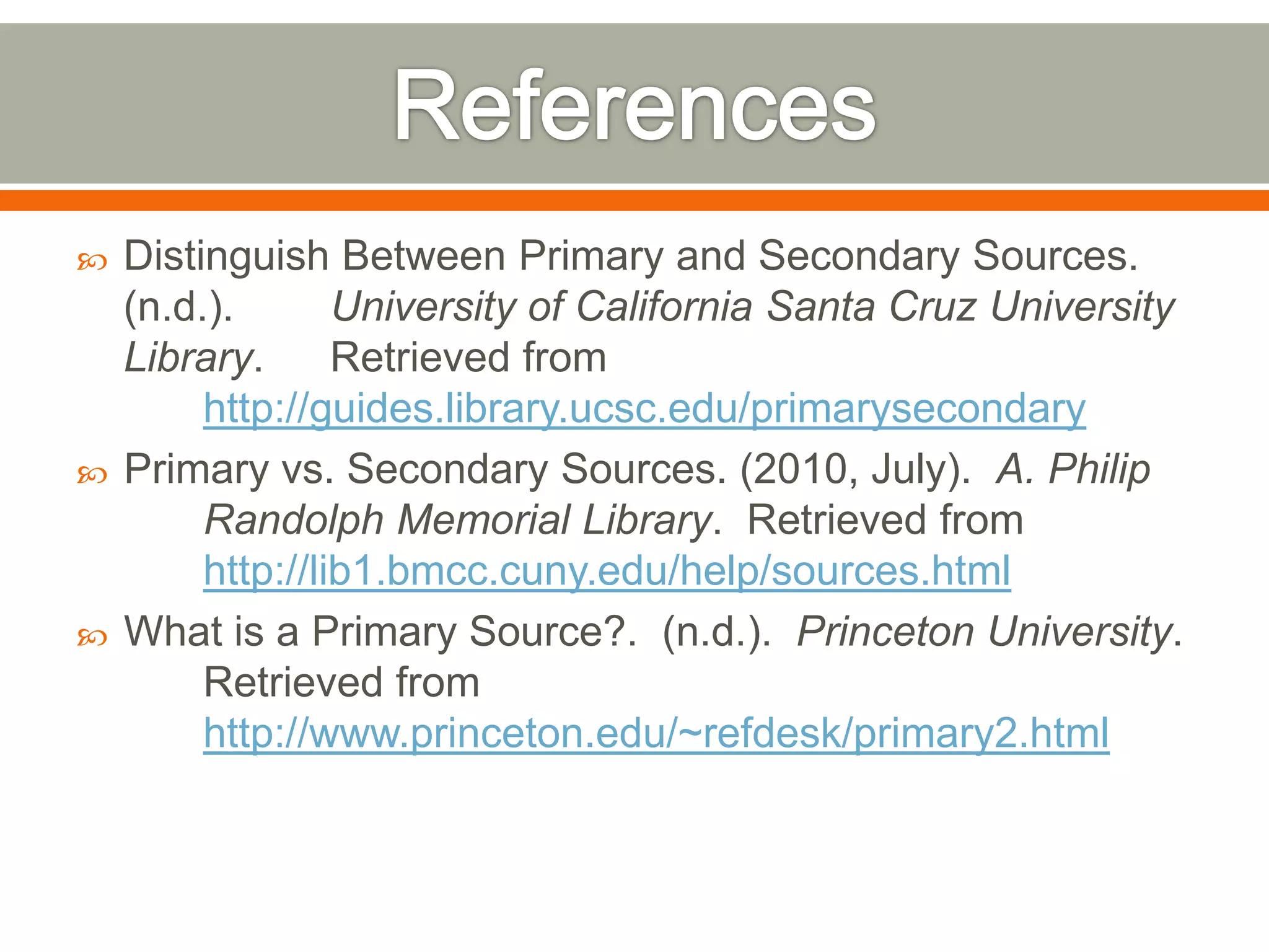 Primary v. Secondary Sources | PPTX