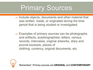 Primary v. Secondary Sources | PPTX