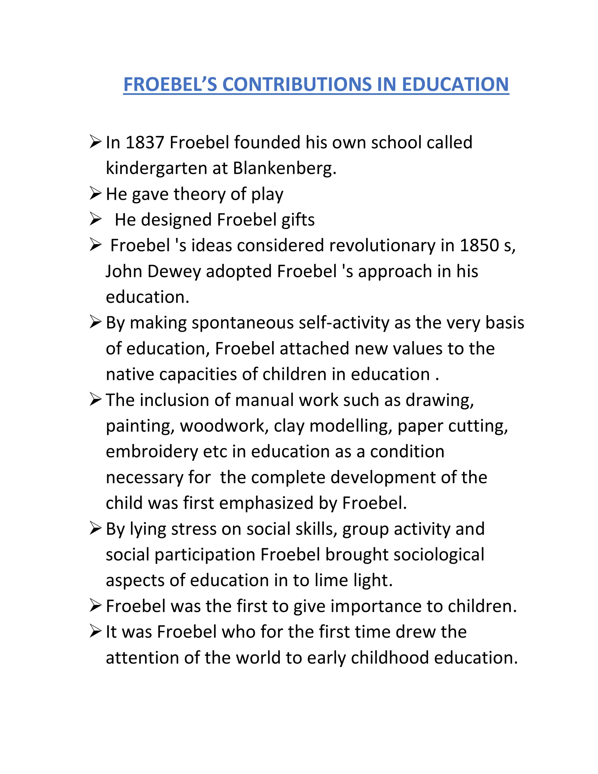 Edu 01 arya. s 24 (1) Froebel | PDF