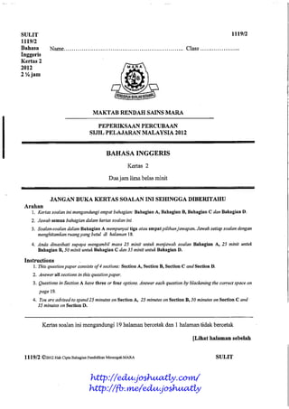trial mrsm spm 2012 english | PDF