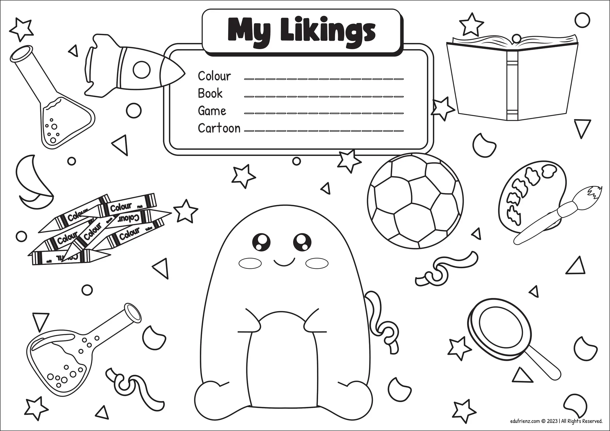 Children’s Art Colouring Pages – About Myself | PPT