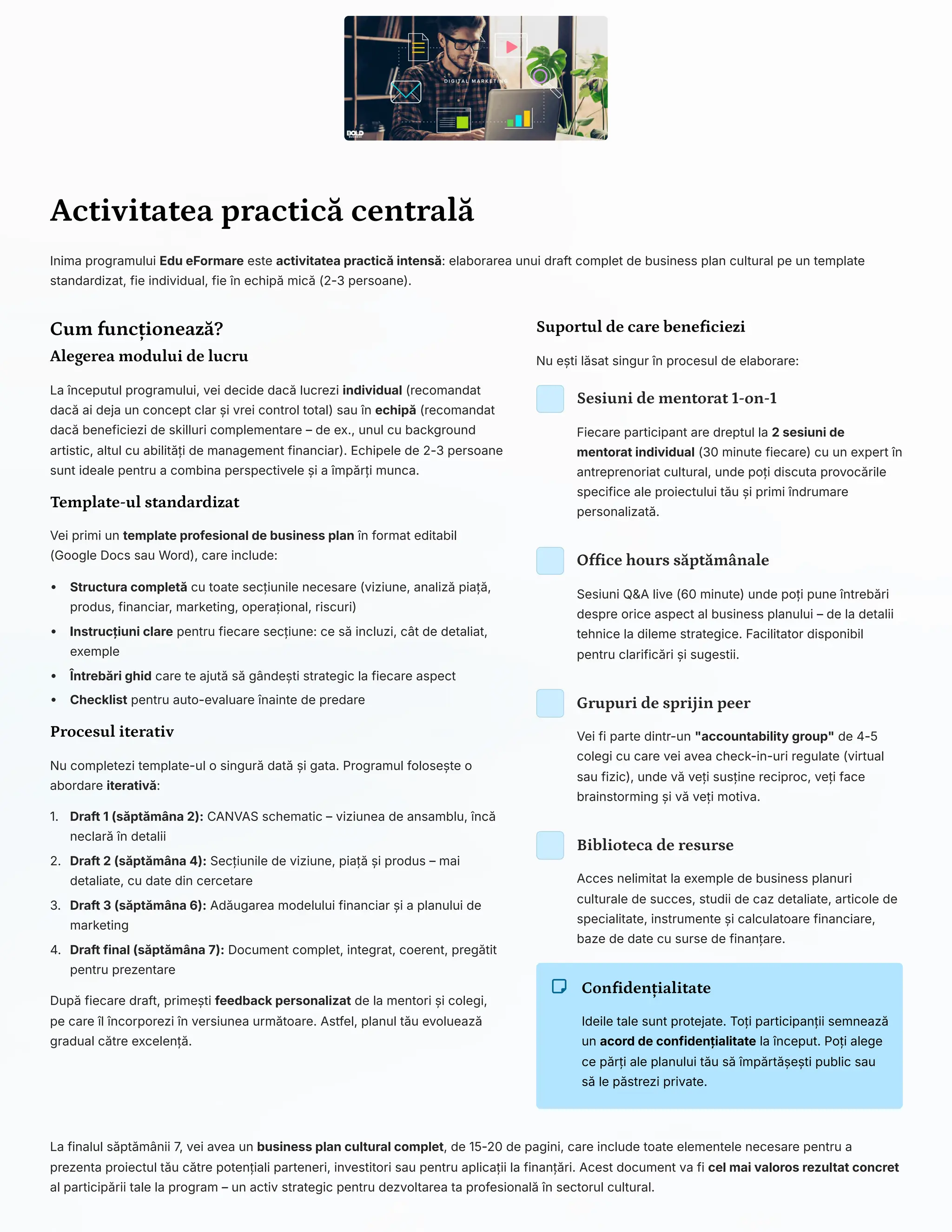 Ghid practic eFormare „Business Plan – Antreprenoriat Cultural” | PDF