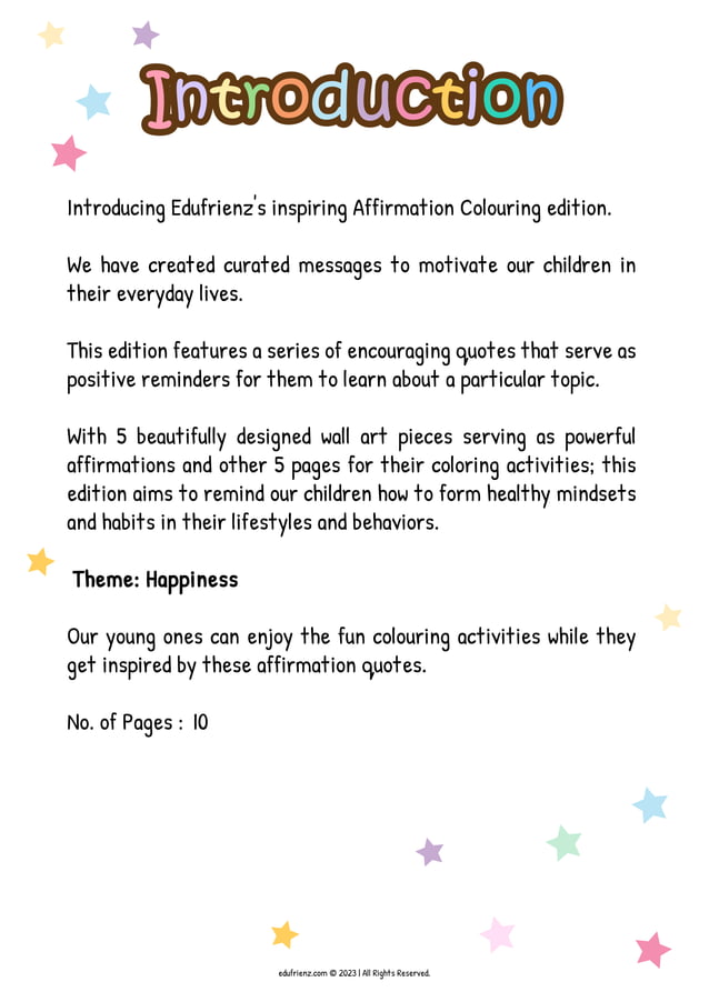 SEL Colouring Self Awareness – Affirmation Wall Art | PDF