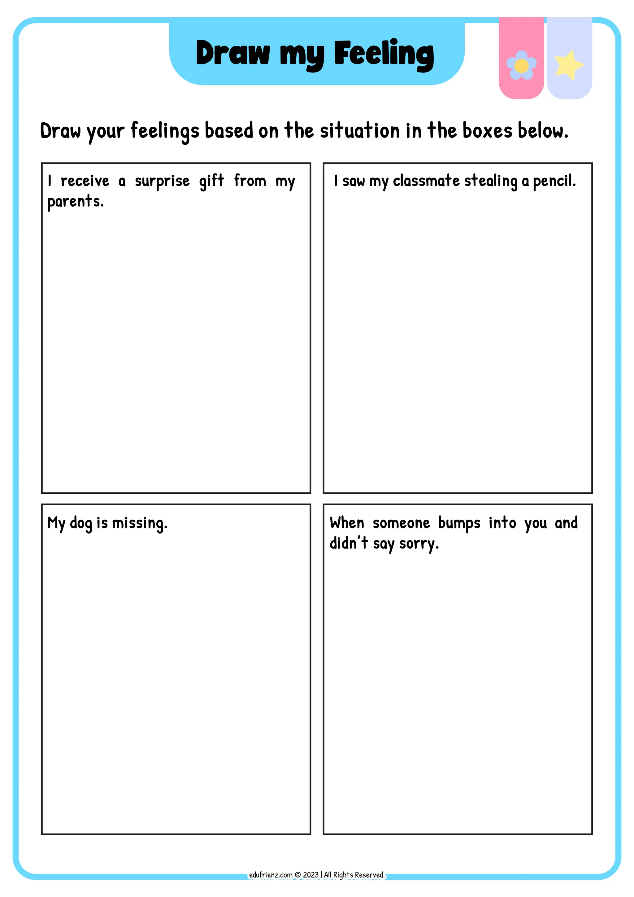 Draw My Feelings - Digital Printable for Children | PDF