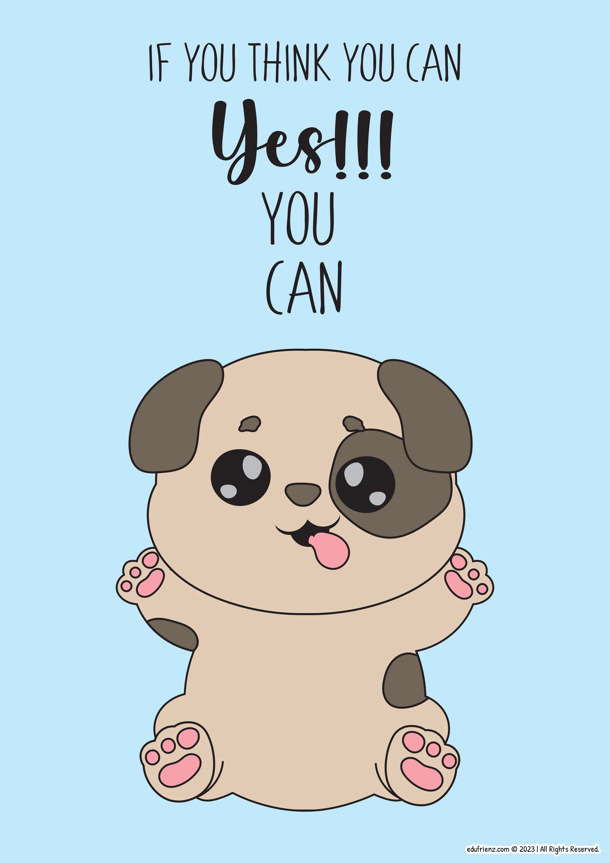 Children Encouragement Wallart – Yes you can – Digital Printable | PDF