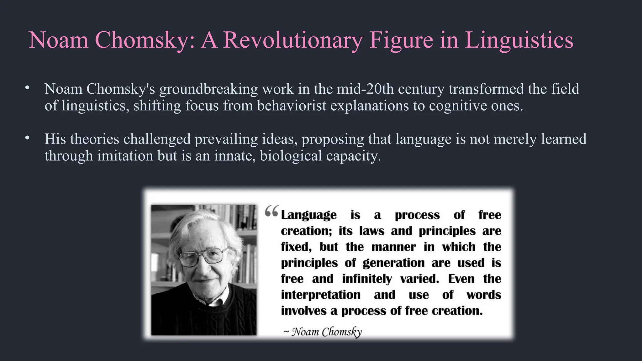 EDU 02 Psychology SEMINAR Noam Chomsky and his concepts. | PPTX