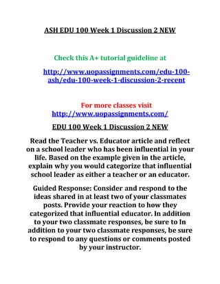 EDU 100 Entire Course NEW | DOCX