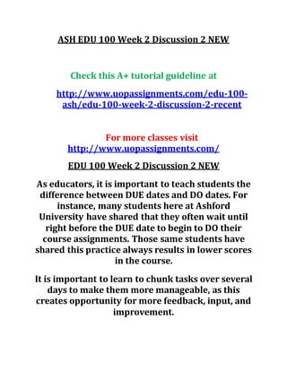 EDU 100 Entire Course NEW | DOCX