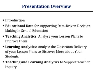 Teaching and Learning Analytics for the Classroom Teacher | PPT