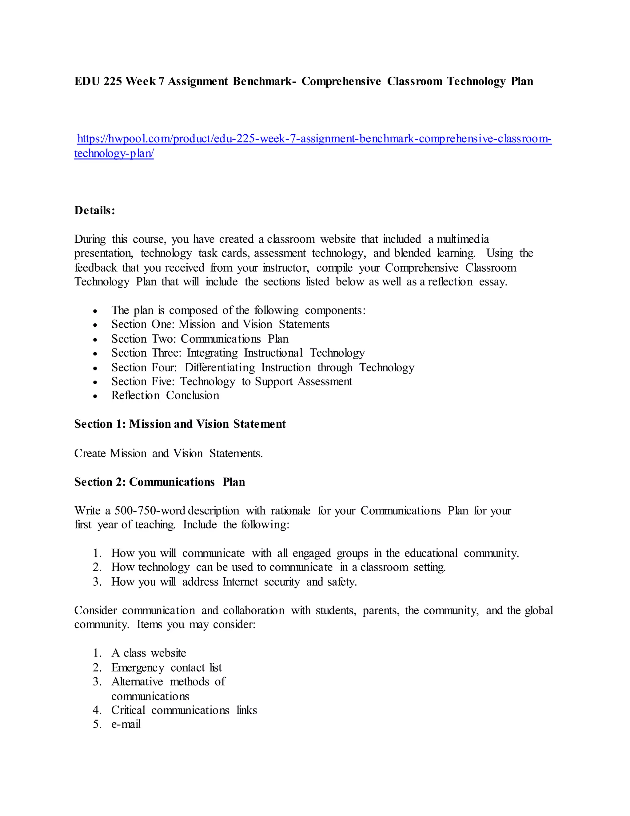 Edu 225 week 7 assignment benchmark | DOCX