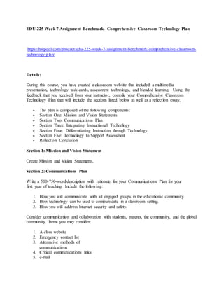 Edu 225 week 7 assignment benchmark | DOCX