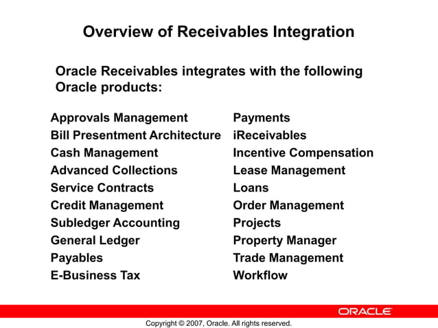 Oracle Receivables