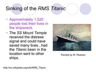 The Titanic | PPT | Cruises | Travel Type
