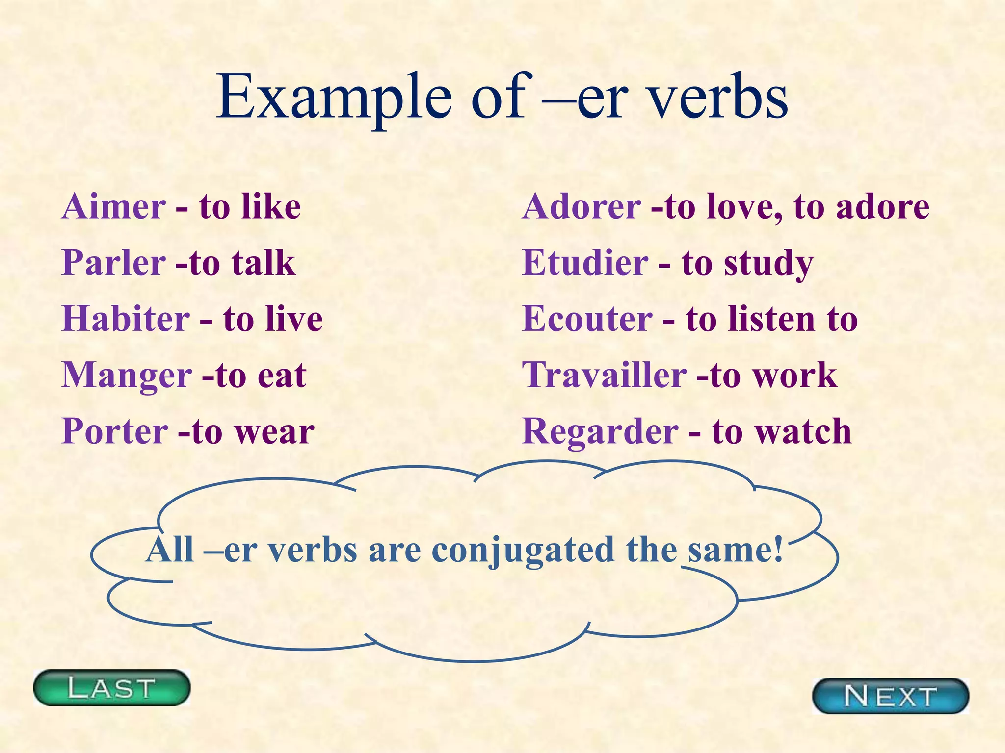 Conjugating -er verbs in french | PPTX