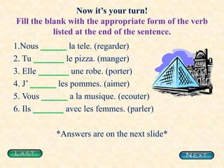 Conjugating -er verbs in french | PPTX