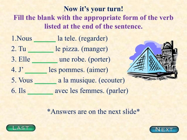 Conjugating -er verbs in french | PPTX