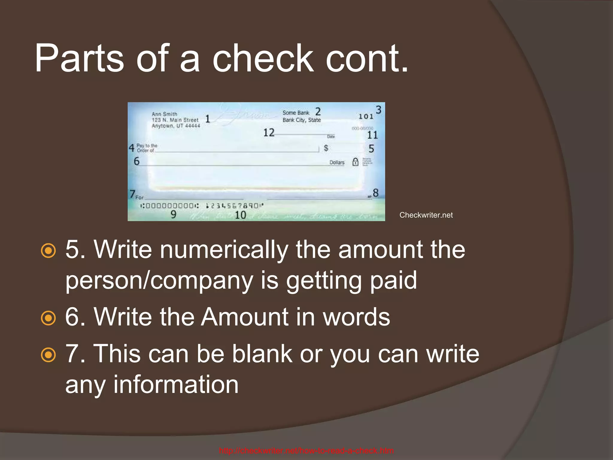 Edu 290 Power Point I Learning How To Write A Check | PPTX