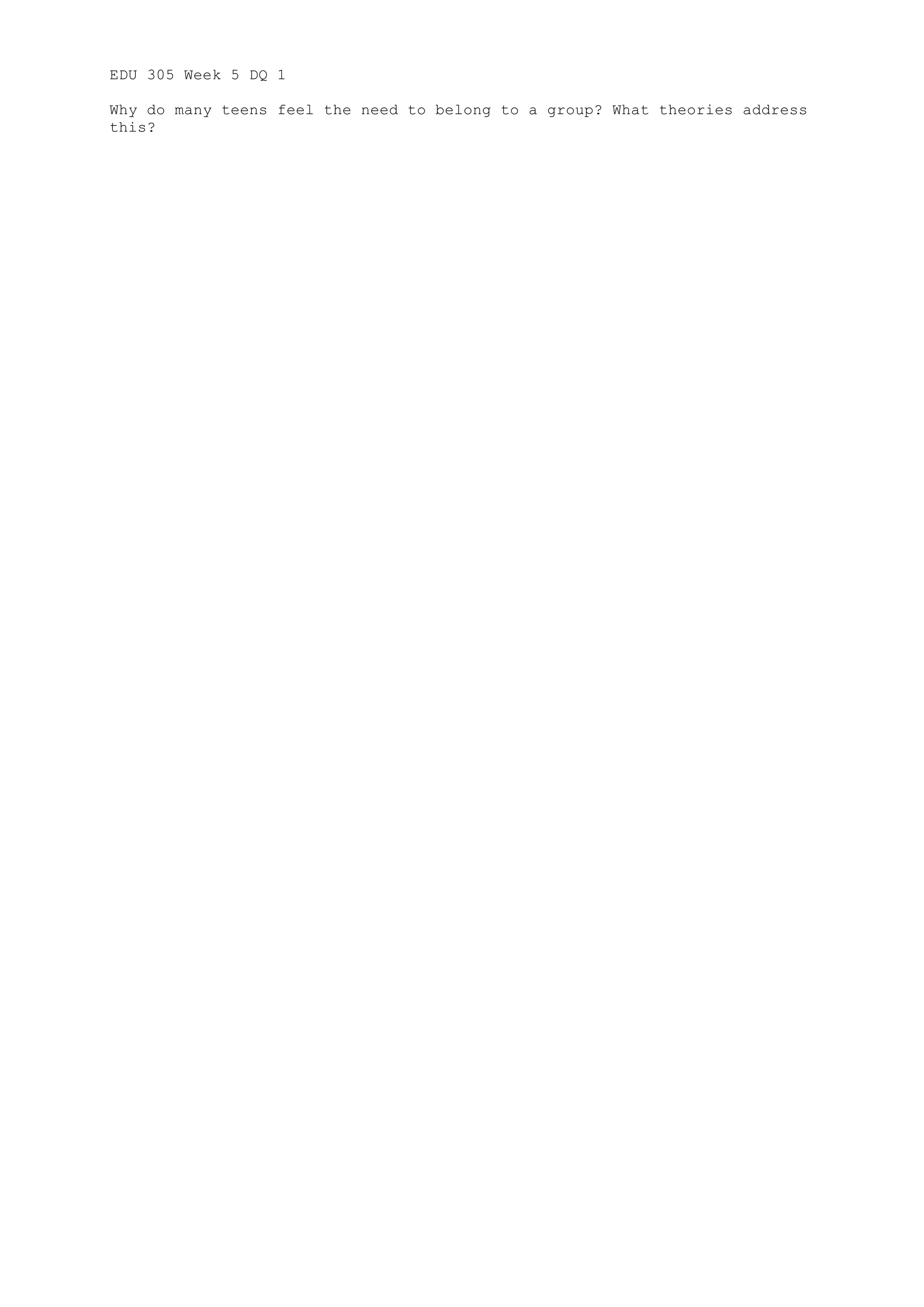 Edu 305 week 5 dq 1 | DOCX