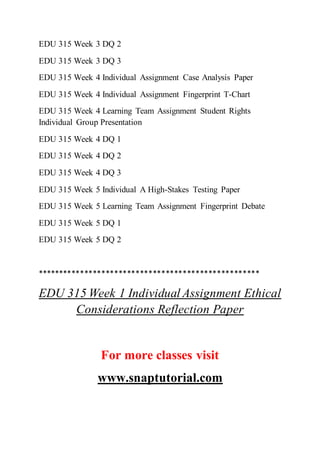 EDU 315 Exceptional Education / snaptutorial.com | PDF