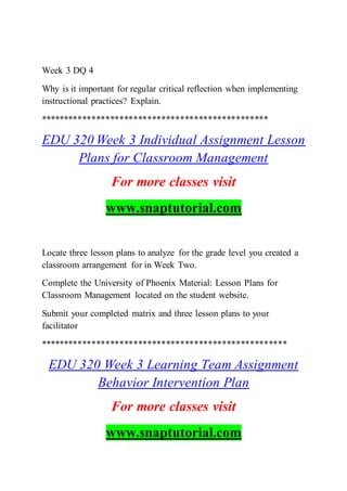 EDU 320 Education Specialist / snaptutorial.com