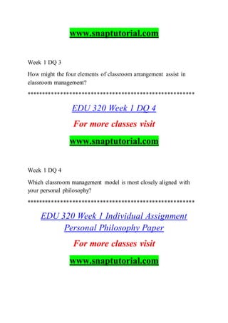 EDU 320 Education Specialist / snaptutorial.com