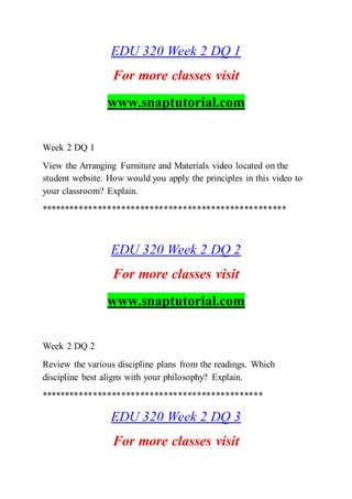 EDU 320 Education Specialist / snaptutorial.com