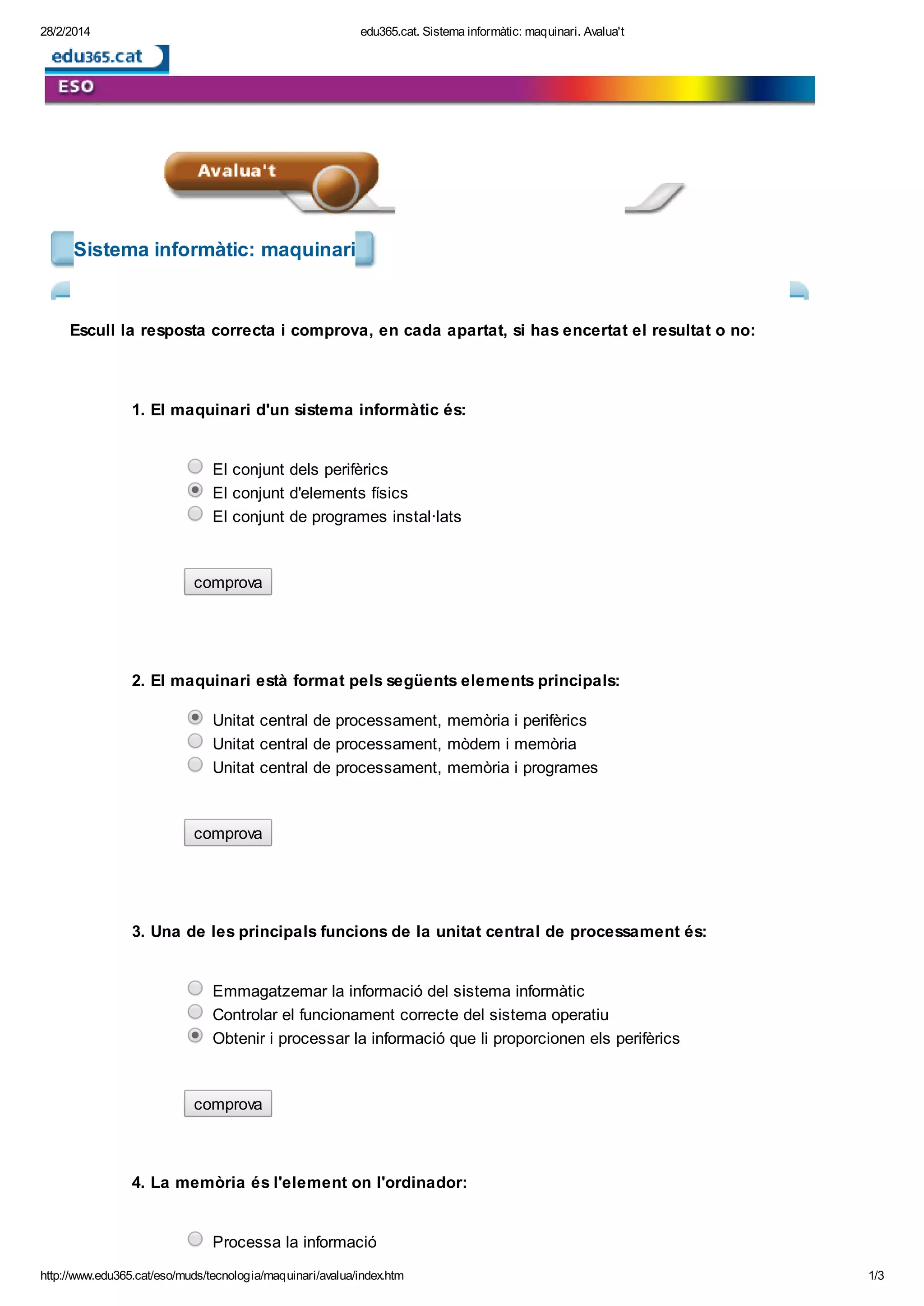 Edu365.cat. sistema informàtic maquinari | PDF