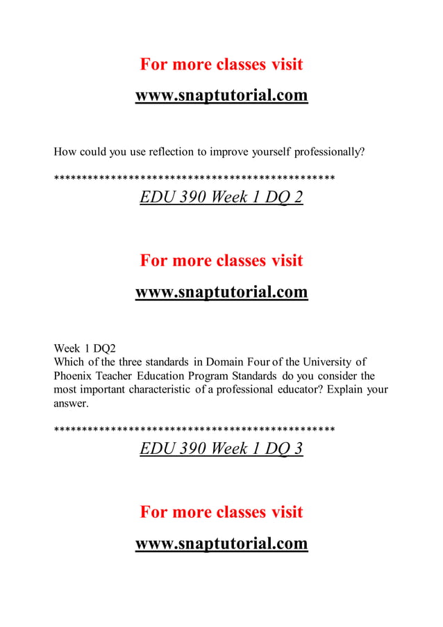 EDU 390 Exceptional Education / snaptutorial.com | DOCX | Professional School | Postgraduate ...