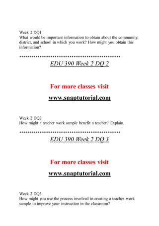 EDU 390 Exceptional Education / snaptutorial.com | DOCX | Professional School | Postgraduate ...