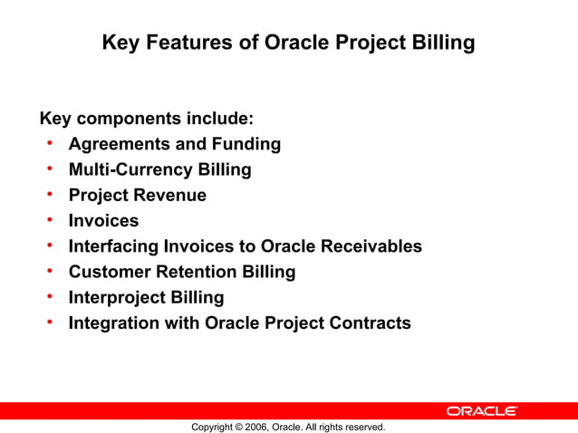 Oracle Project Billing overview gives details | PPT