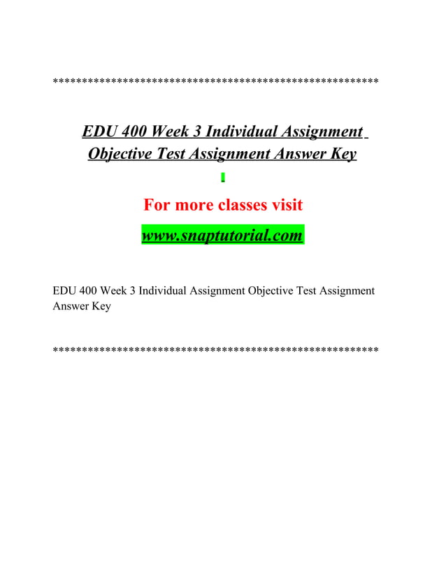 Edu 400 Massive Success / snaptutorial.com