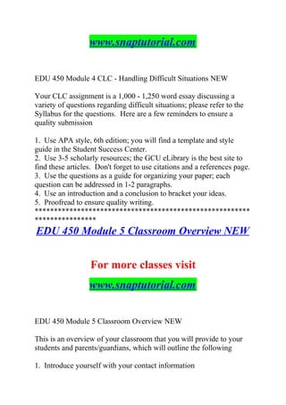 Edu 450 Exceptional Education / snaptutorial.com