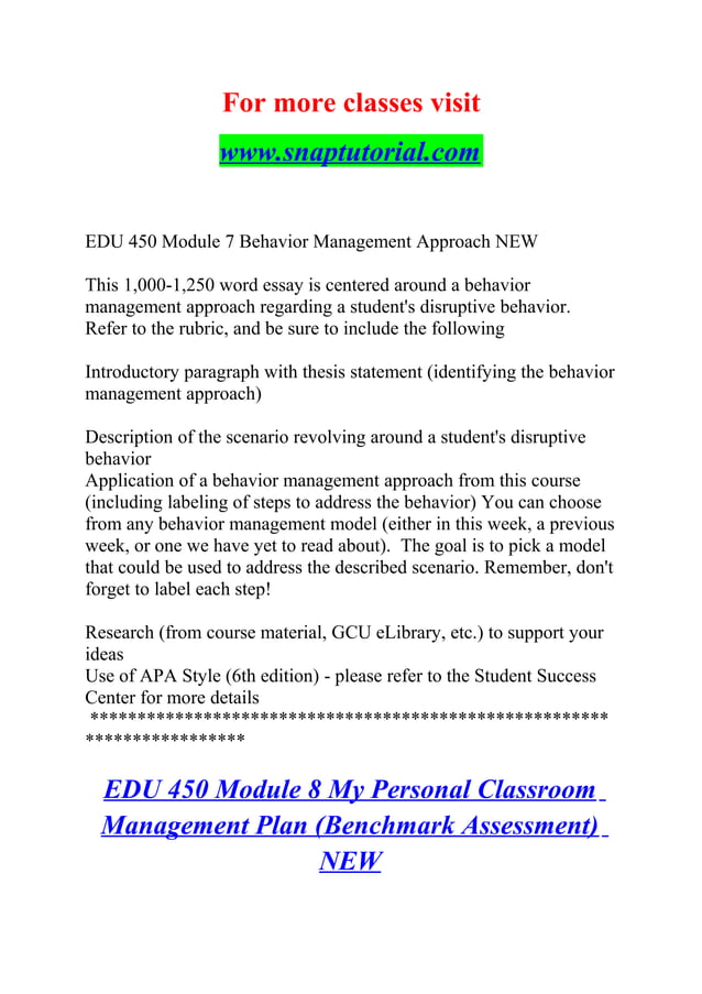 Edu 450 Exceptional Education / snaptutorial.com