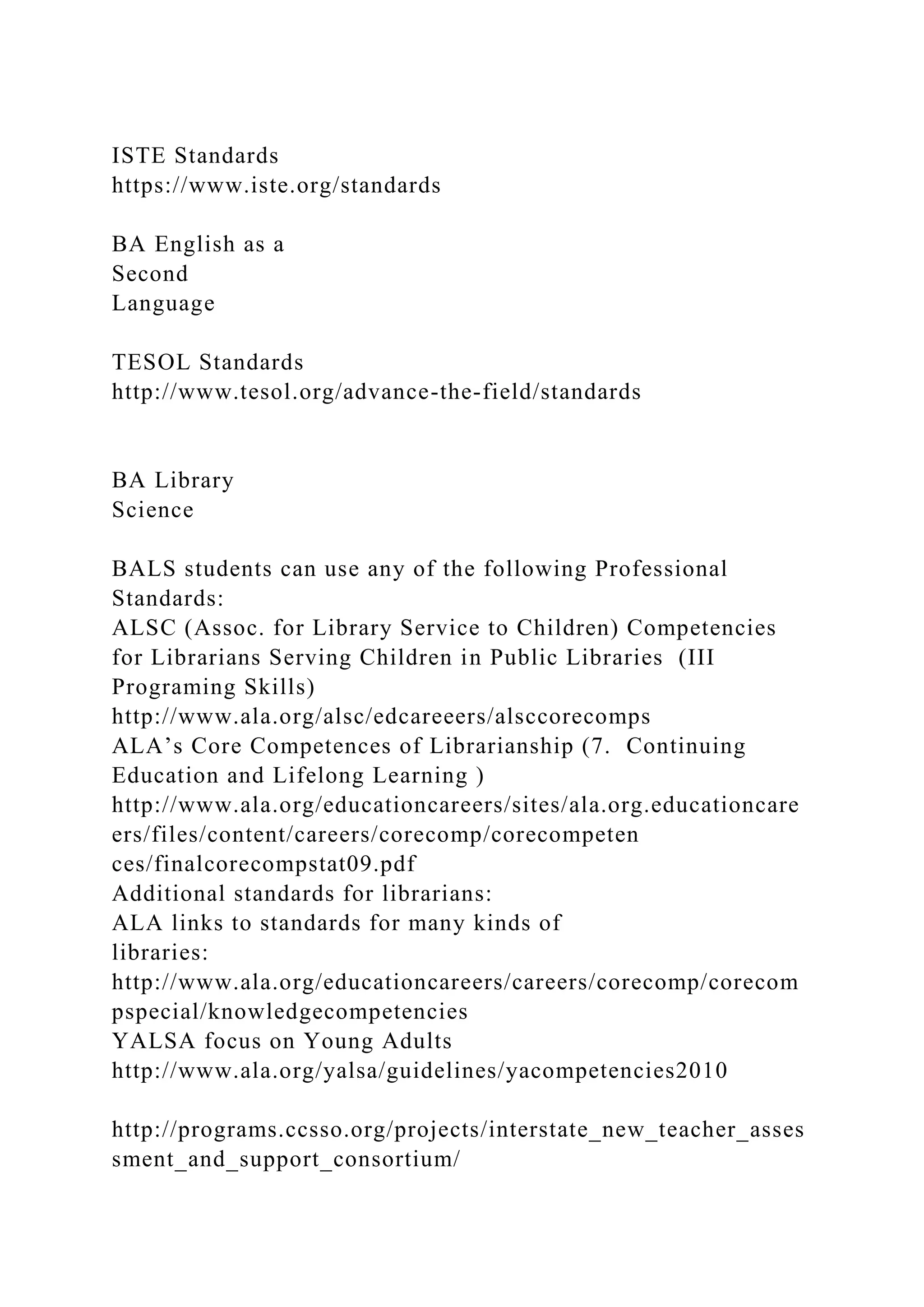 EDU 499 Professional Standards by Program BA Education .docx