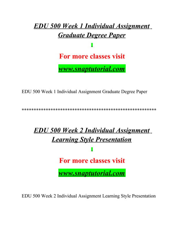 Edu 500 Massive Success / snaptutorial.com
