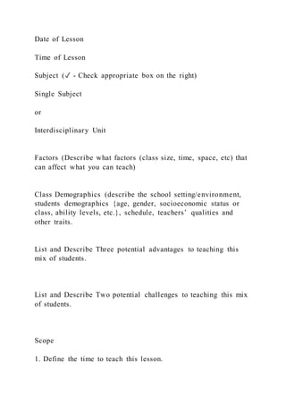 EDU 573 Instructional MethodsDaily Math Lesson Plan- Deve | PDF