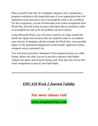 Edu 618 Massive Success / snaptutorial.com