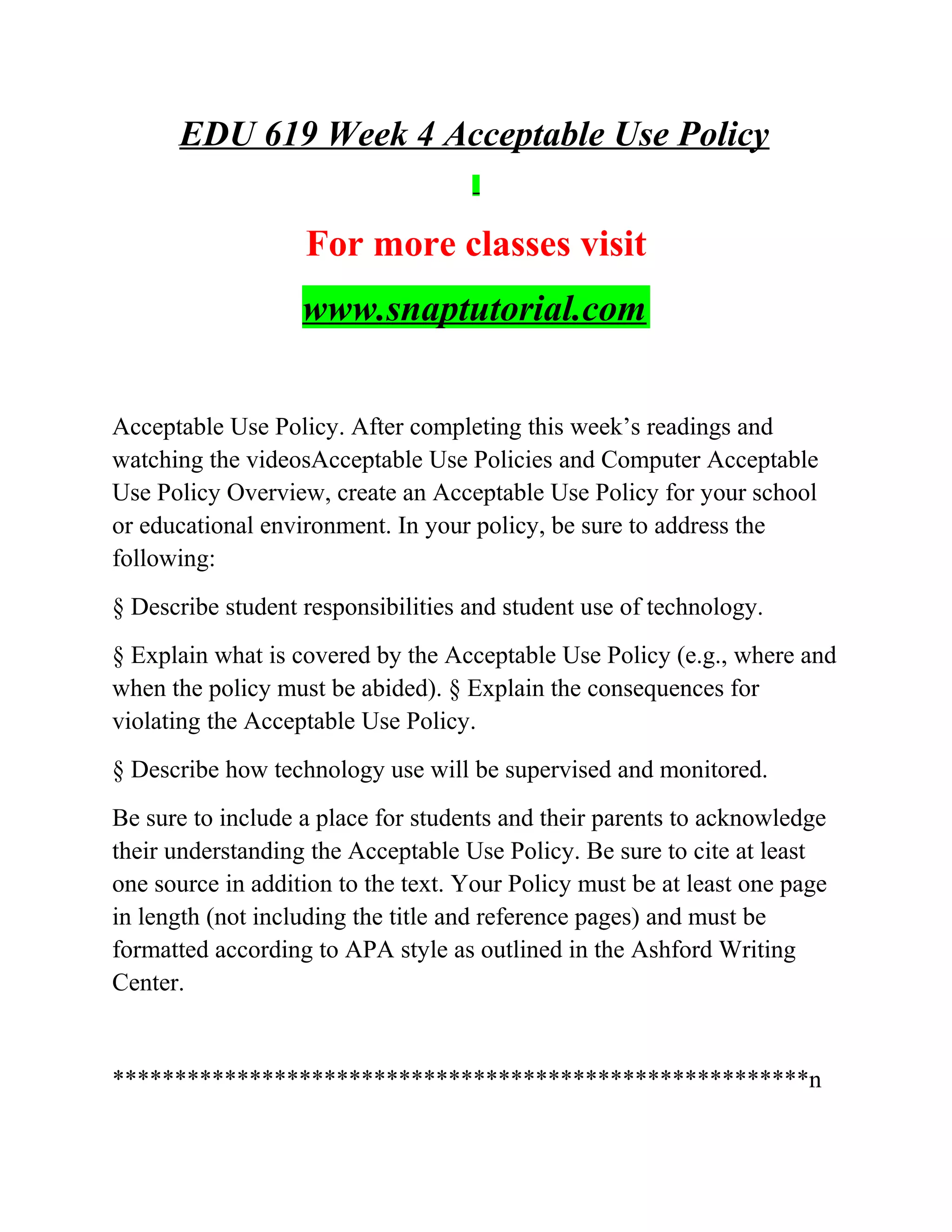 Edu 619 Massive Success / snaptutorial.com