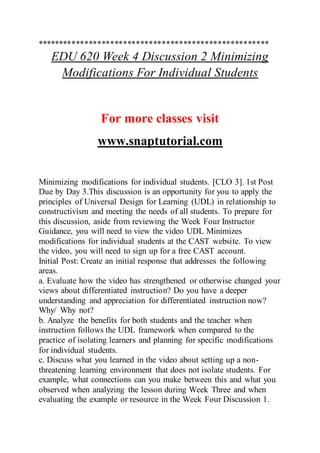 EDU 620 Enhance teaching - snaptutorial.com | DOCX