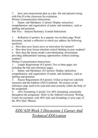 EDU 620 Enhance teaching - snaptutorial.com | DOCX