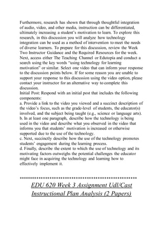 EDU 620 Enhance teaching - snaptutorial.com | DOCX