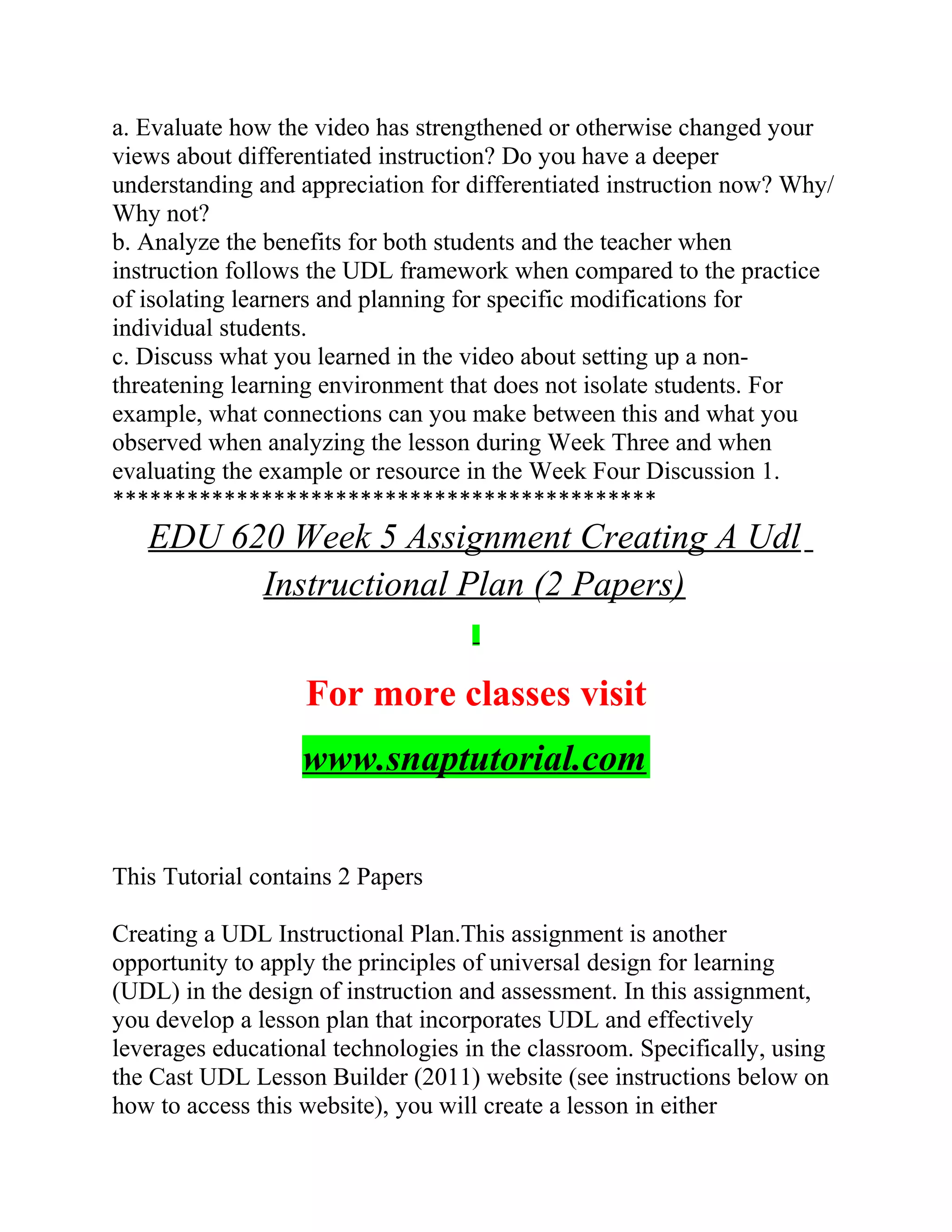 Edu 620 Exceptional Education-snaptutorial.com