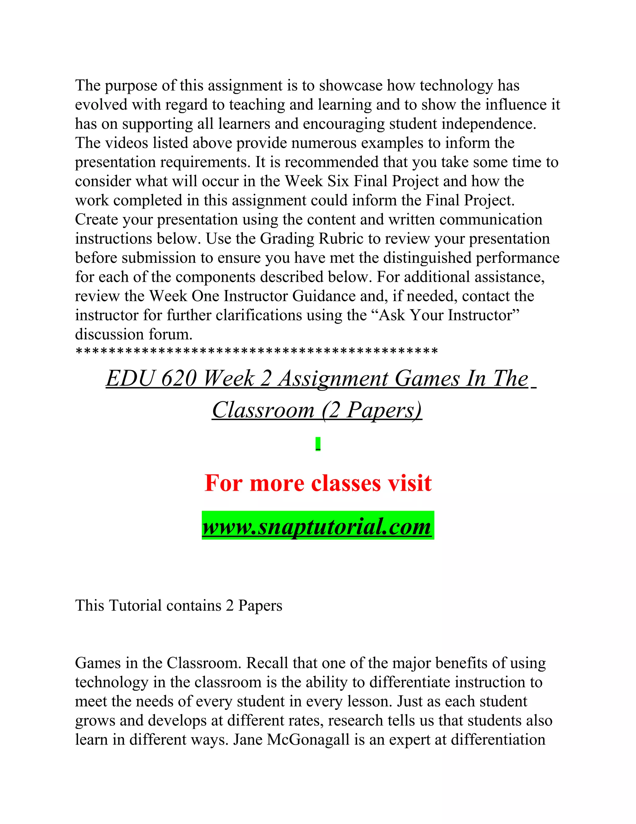 Edu 620 Exceptional Education-snaptutorial.com