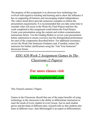 Edu 620 Exceptional Education-snaptutorial.com