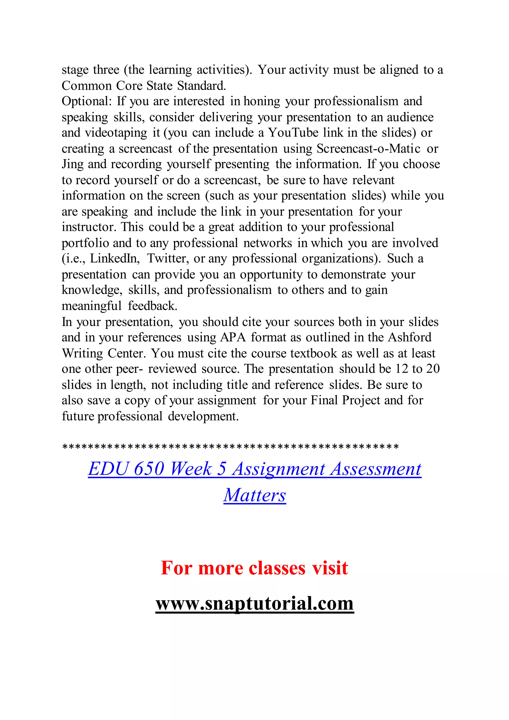 EDU 650 Exceptional Education / snaptutorial.com | DOCX